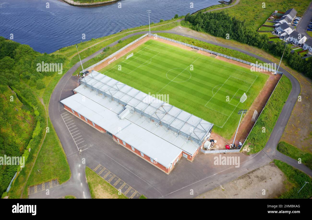 Dumbarton Football Club stadium aerial view Stock Photo - Alamy