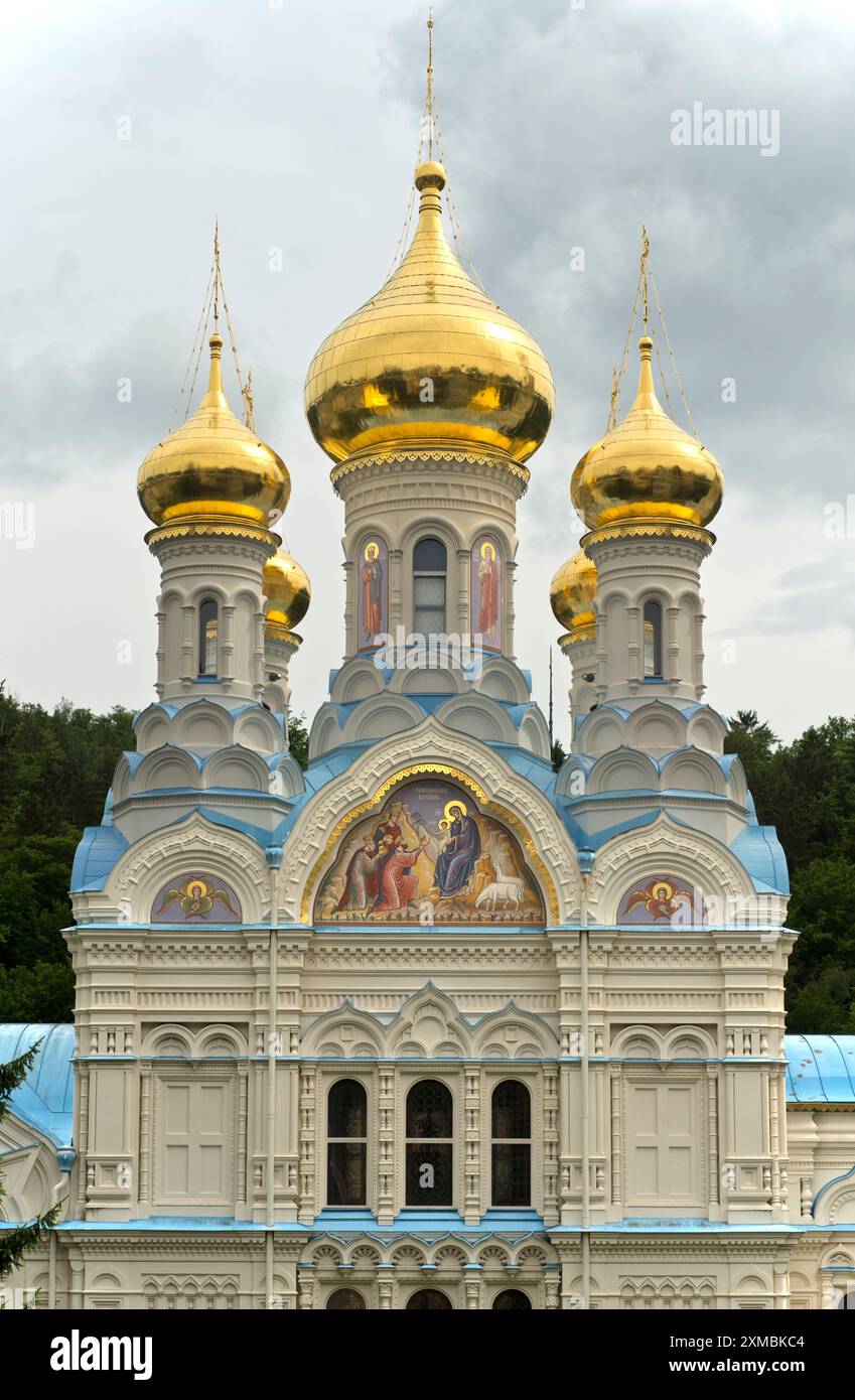 Gold-plated cupolas of the orthodox church of Saint Peter and Paul ...
