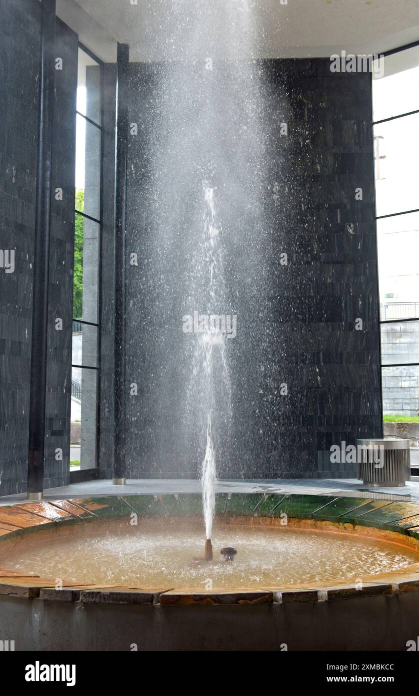Geyser of hot mineral water ,Sprudel', Hot Spring Colonnade, Karlovy ...