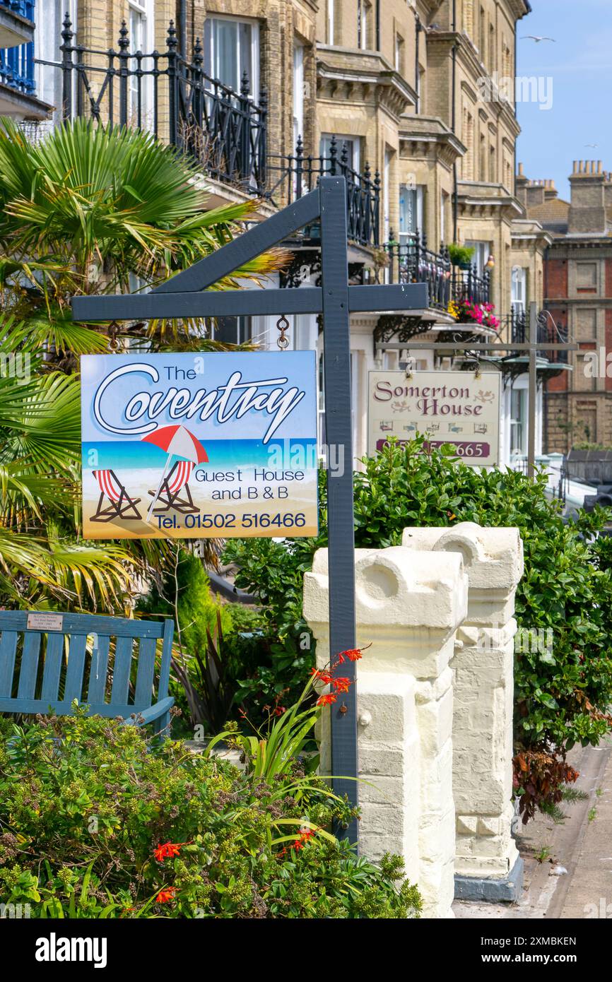Signs for guesthouse tourist accommodation, Lowestoft, Suffolk, England ...