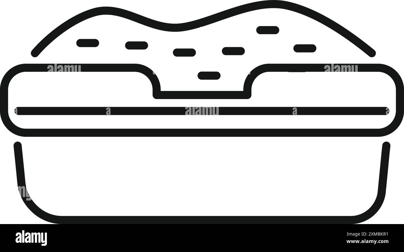 Simple line drawing of a cat litter box full of clumping clay litter ...