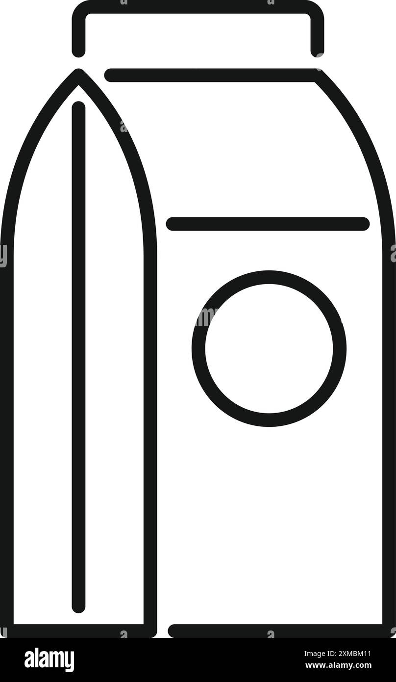 Simple line drawing of a blank milk or juice carton with a screw cap ...