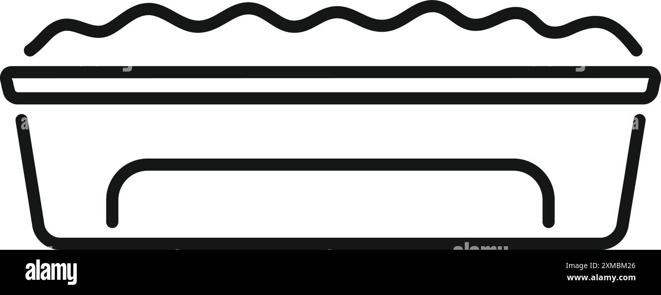 Simple line icon of a home tray planter filled with water, ready for ...