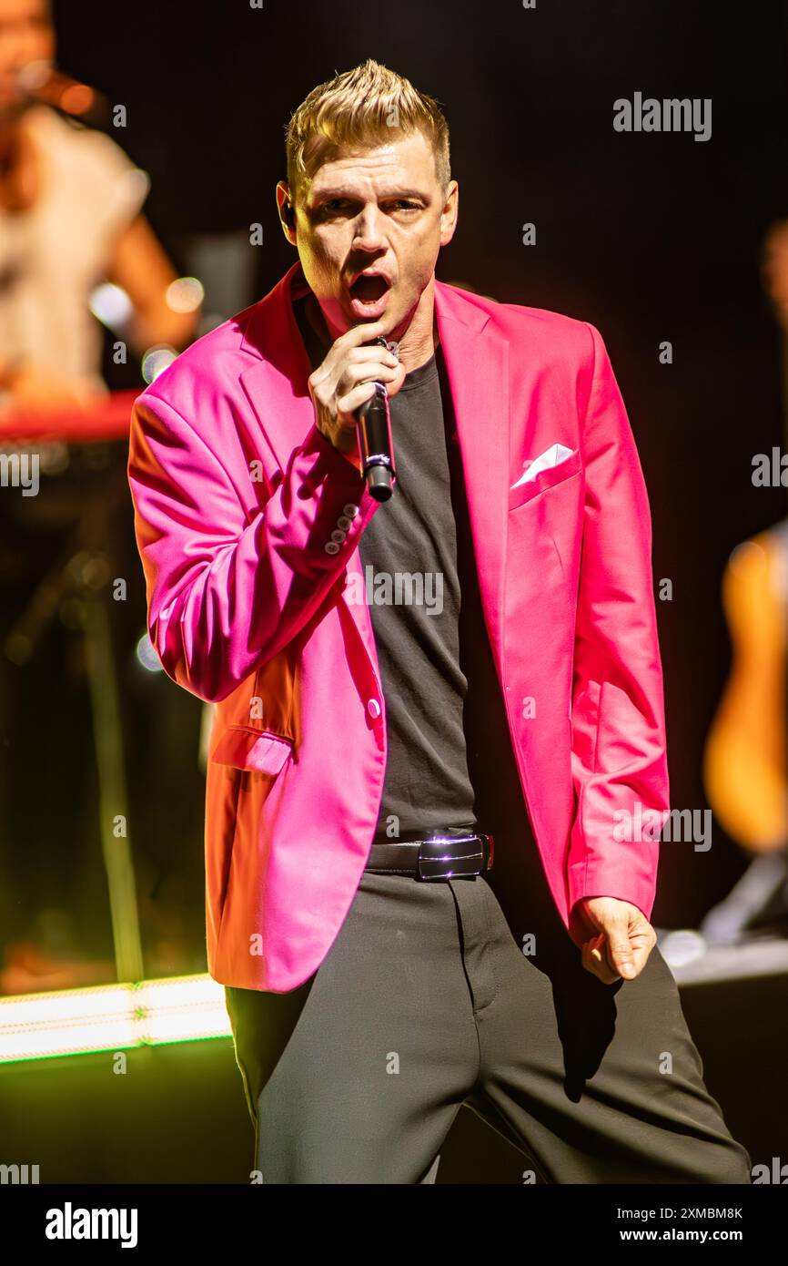 Milan Italy. 25th Jul 2024. The American singer-songwriter NICK CARTER ...