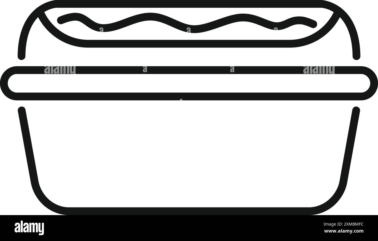 Simple line drawing of a plastic container for food delivery or ...
