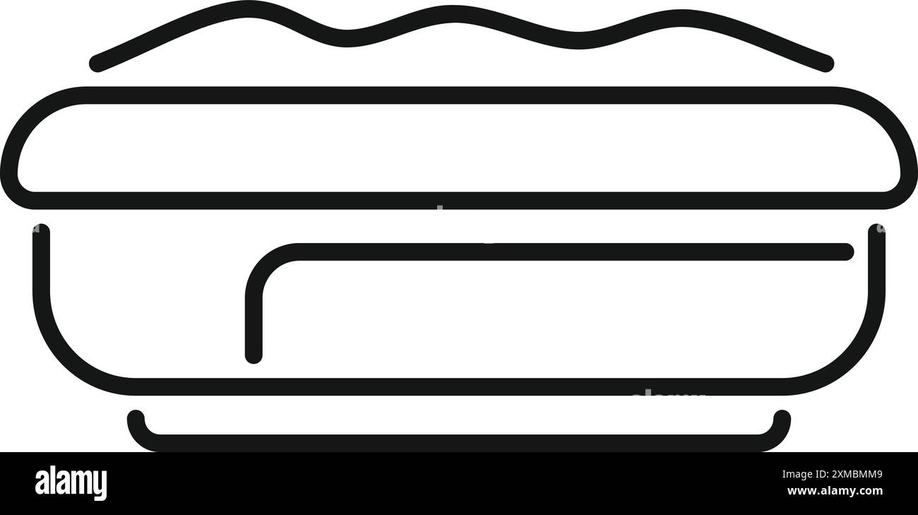 Simple line drawing of a rectangular flower pot filled with soil, ready ...