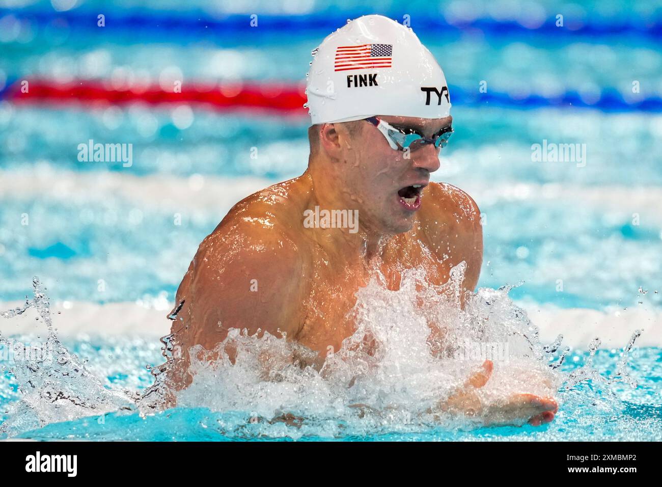 Nic Fink, of the the United States, competes during a heat in the men's ...