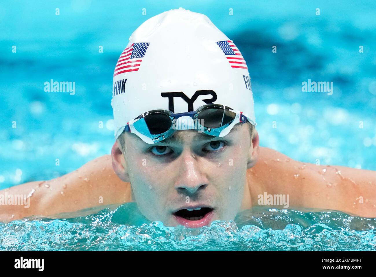 Nic Fink, of the the United States, competes during a heat in the men's ...