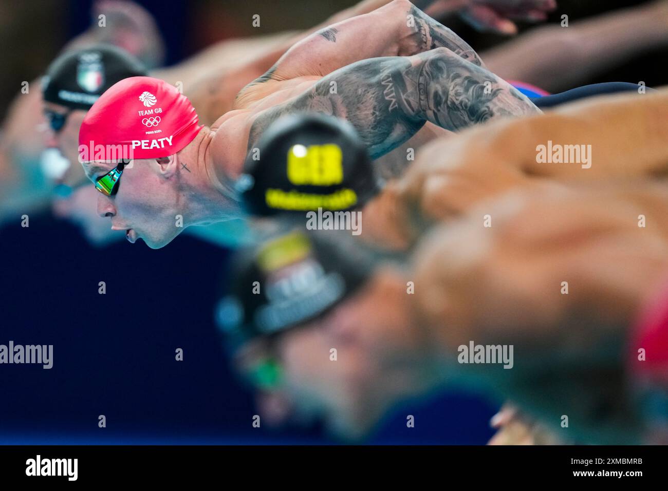 Adam Peaty, of Britain, competes during a heat in the men's 100-meter ...