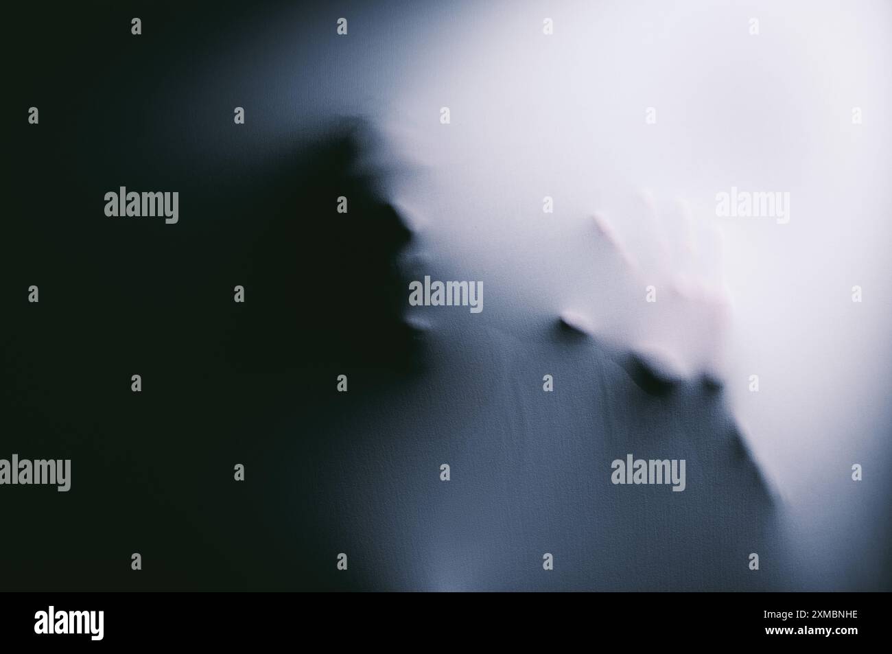 Trapped, hands and person in studio with mental health, figure and ...