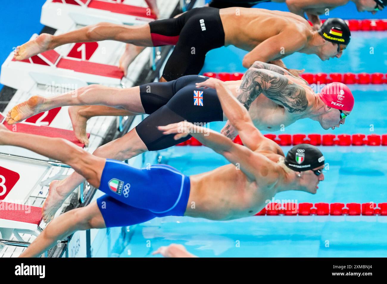 Adam Peaty, of Britain, competes during a heat in the men's 100-meter ...