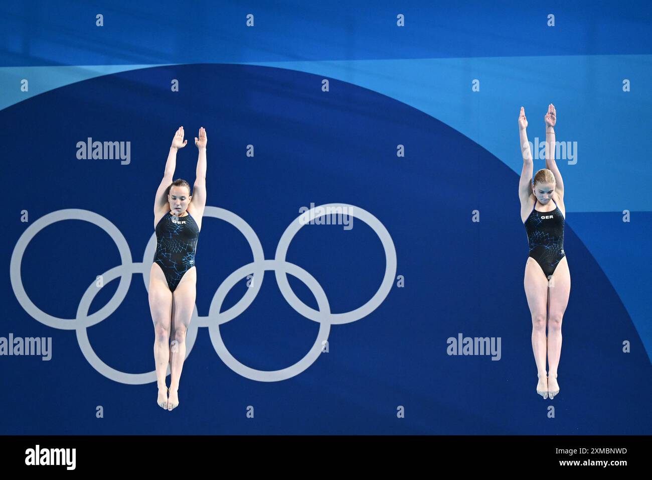 Paris, France. 27th July, 2024. Olympic Games, Paris 2024, water diving - synchronized diving 3 ...