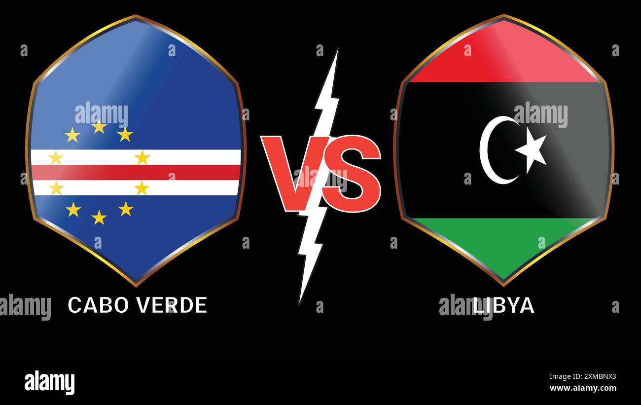 Cabo Verde vs Libya: Soccer Match with National Flags on a Black ...