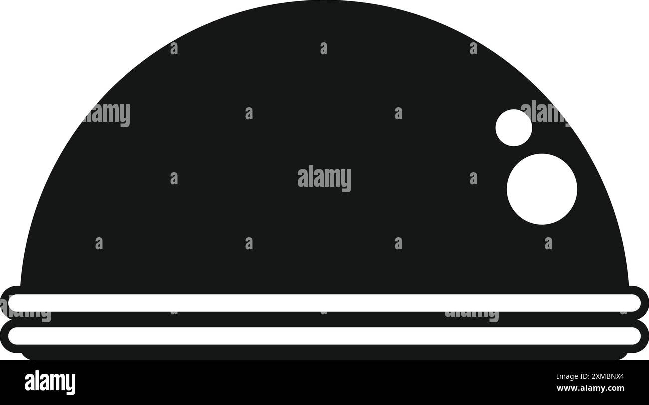 Simple, bold graphic icon of a dome shape with a flat base, suitable for various design projects ...