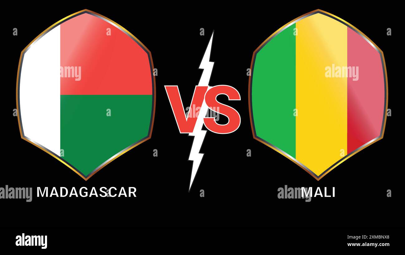 Madagascar vs Mali Soccer football match with Black Background and ...