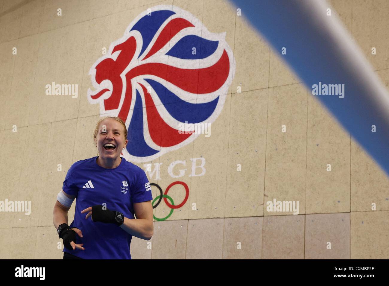 Team GB boxer Rosie Eccles during a training session at the Paris 2024 ...