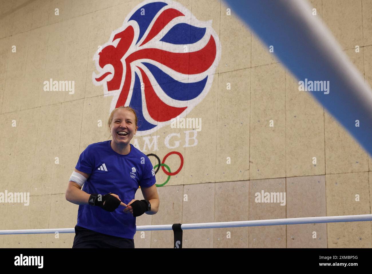Team GB boxer Rosie Eccles during a training session at the Paris 2024 ...