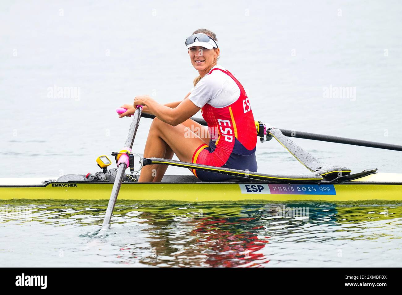 Virginia Diaz Rivas (ESP) competes in the Women's Single Scull heat ...