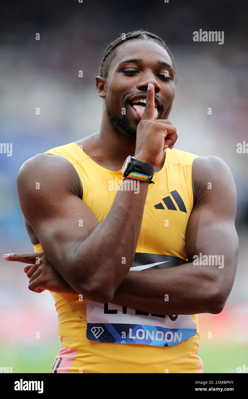 Noah LYLES (United States of America), celebrating victory in the Men's ...