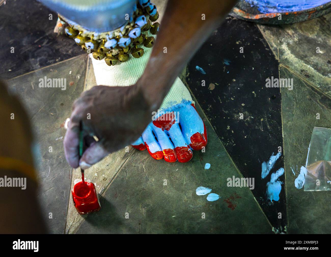 Make up of a hindu devotee who becomes Lord Shiva at Lal Kach festival, Dhaka Division ...