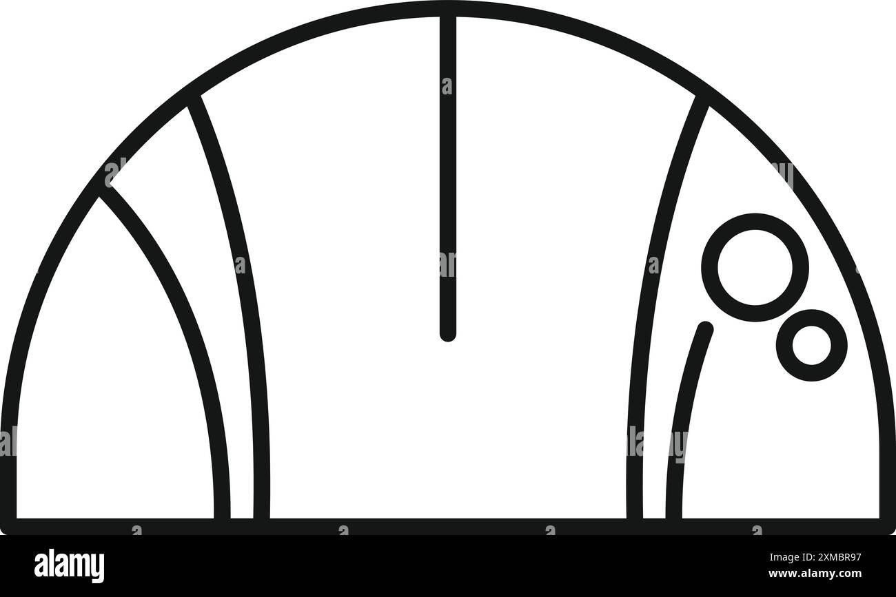 Simple black line drawing of a half sphere greenhouse with opened ...