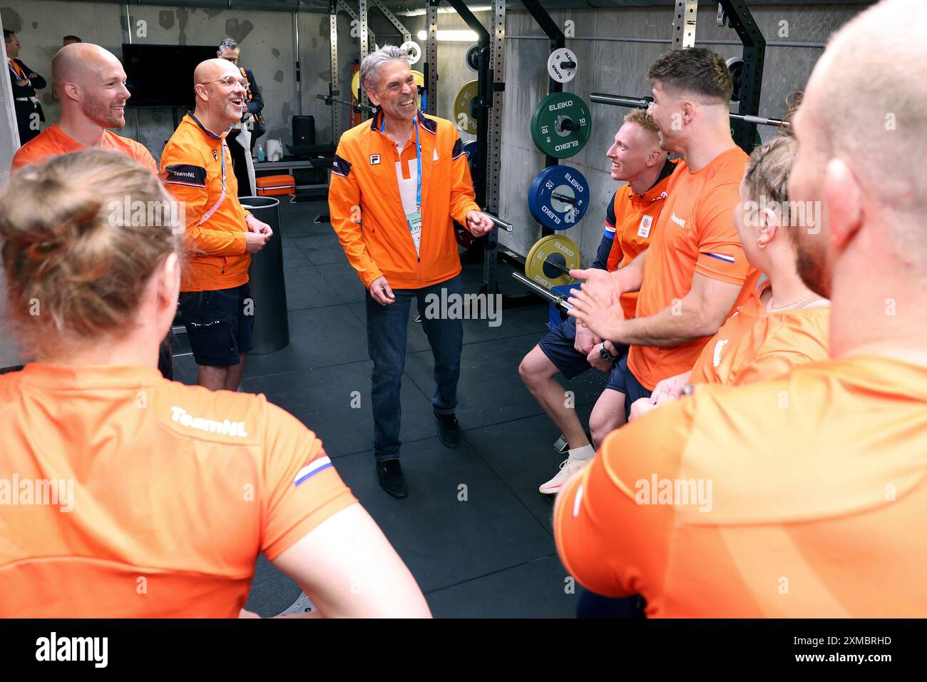 Dick Schoof, Prime Minister of the Netherlands, interacts with athletes ...