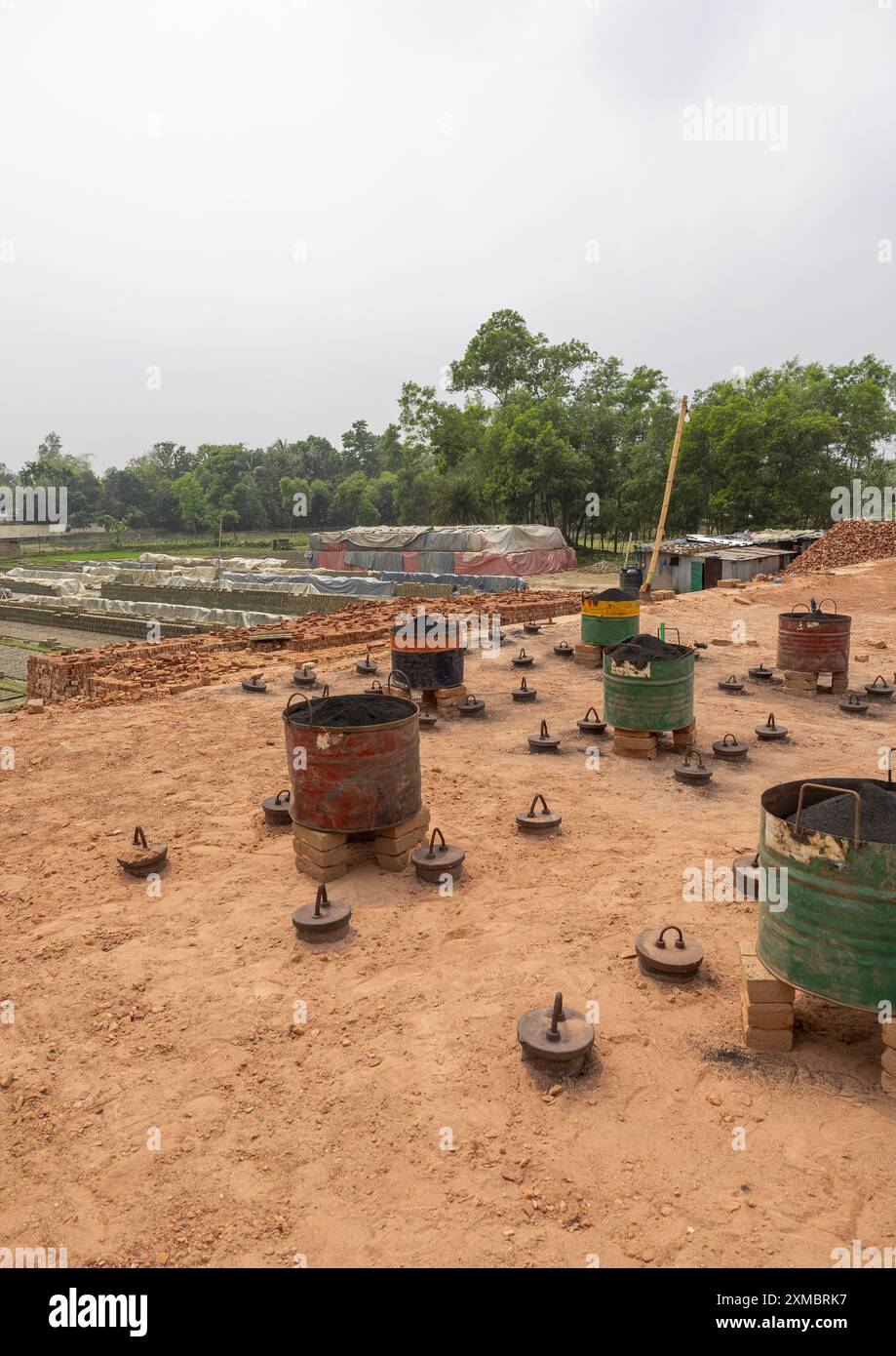 Roof of the giant oven at a brick factory, Sylhet Division, Bahubal ...