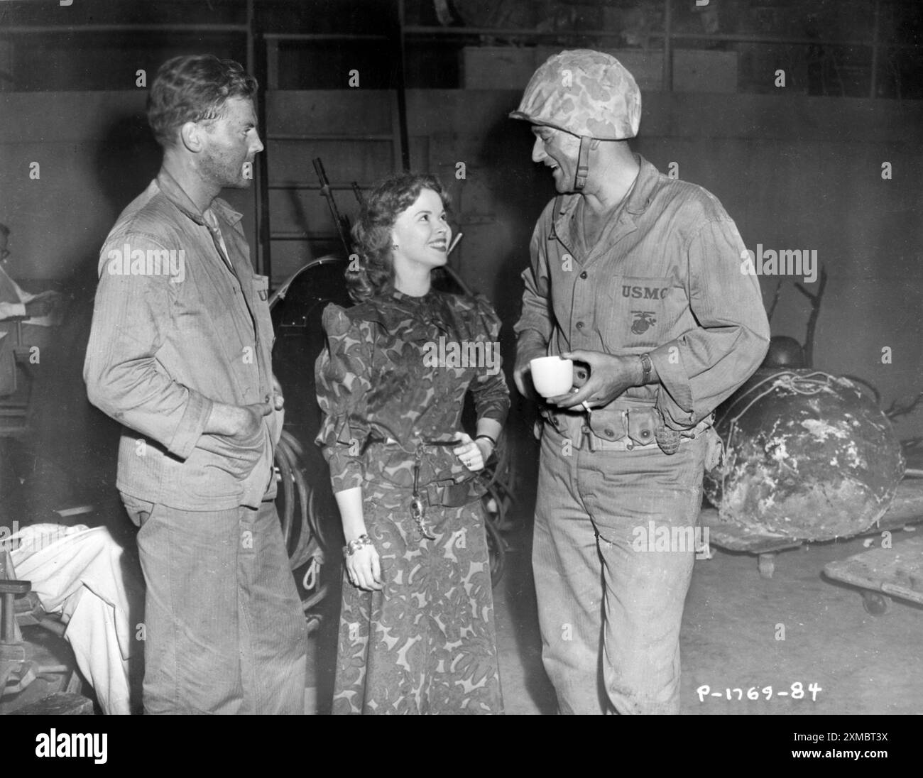 JOHN AGAR is visited by his wife SHIRLEY TEMPLE who talks to his co ...