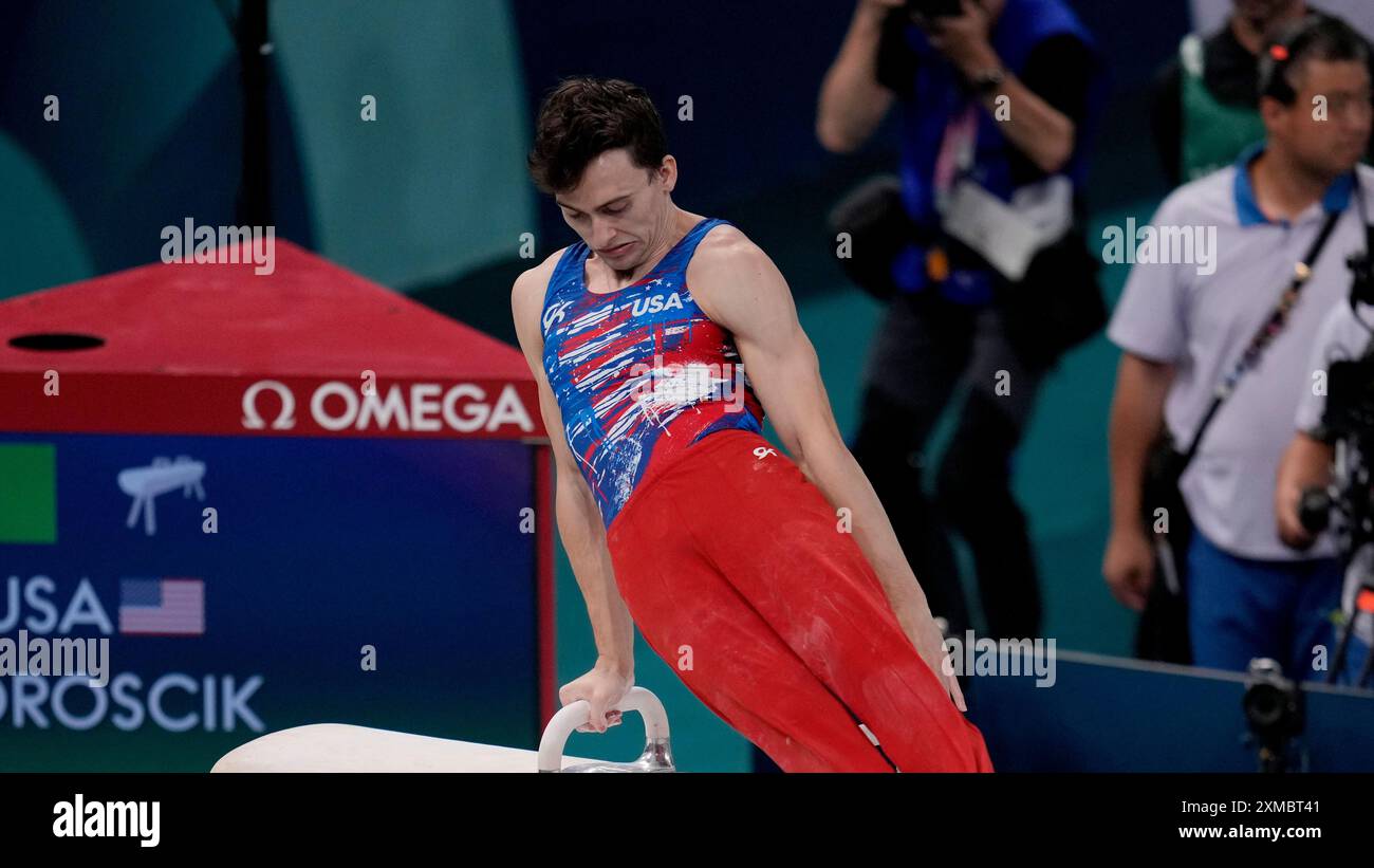 Stephen Nedoroscik, of United States, competes on the pommel horse ...