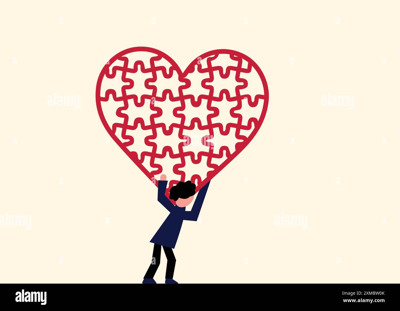 Man carrying heart puzzle illustration Stock Vector Image & Art - Alamy