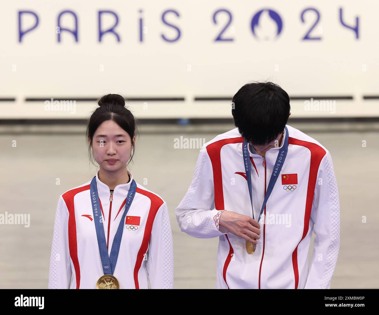Chateauroux, France. 27th July, 2024. Gold medalists Huang Yuting (L ...