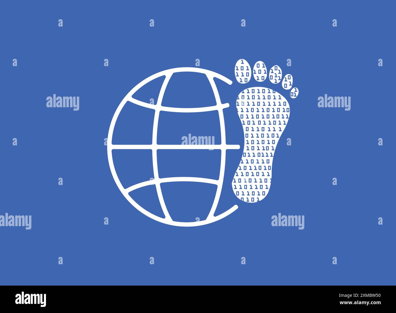 Digital footprint in cyberspace world binary illustration Stock Vector ...