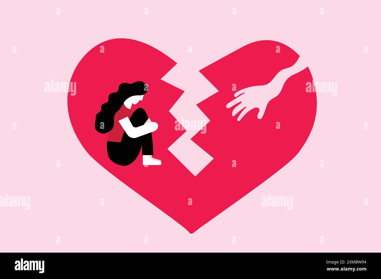 Sadness and trauma loneliness helpless illustration Stock Vector Image ...