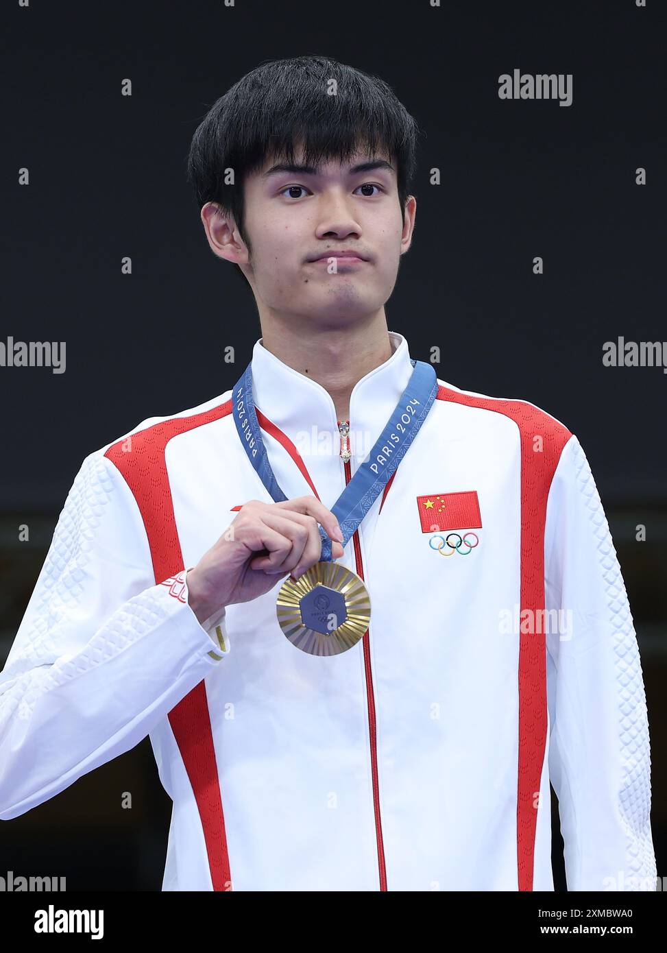 Chateauroux, France. 27th July, 2024. Gold medalist Sheng Lihao of ...