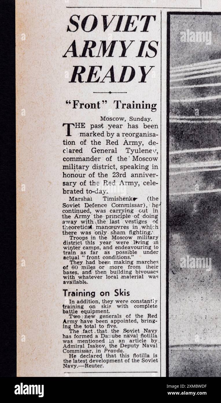 "Soviet Army is Ready" headline in the Daily Mail (replica), 24th ...