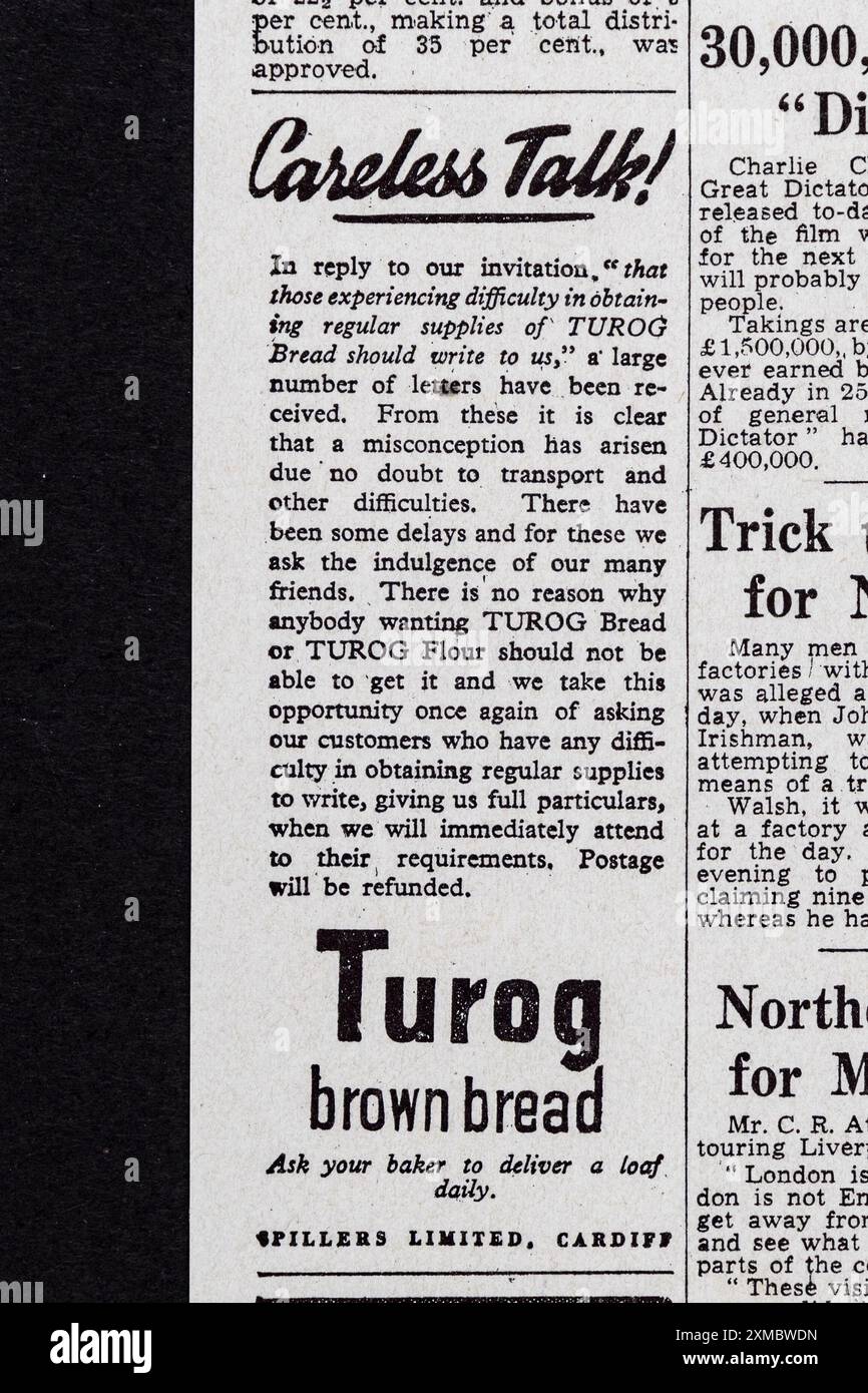 Advert for Turog brown bread in the Daily Mail (replica), 24th February ...