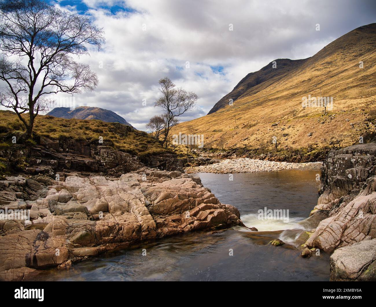Rugged and untamed, the drive along Glen Etive as its river runs ...