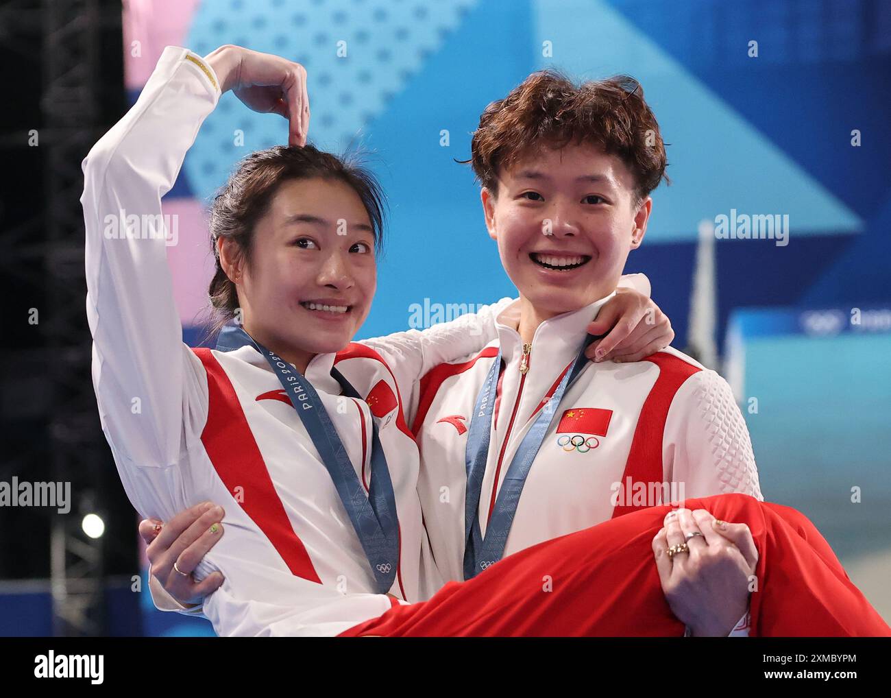 Saint Denis, France. 27th July, 2024. Gold medalists Chang Yani (L ...