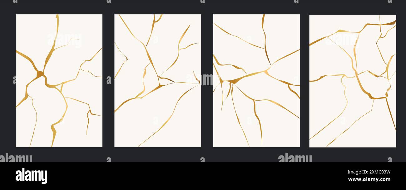 Kintsugi gold simple break lines, asian geaometric crackle. Surface ...