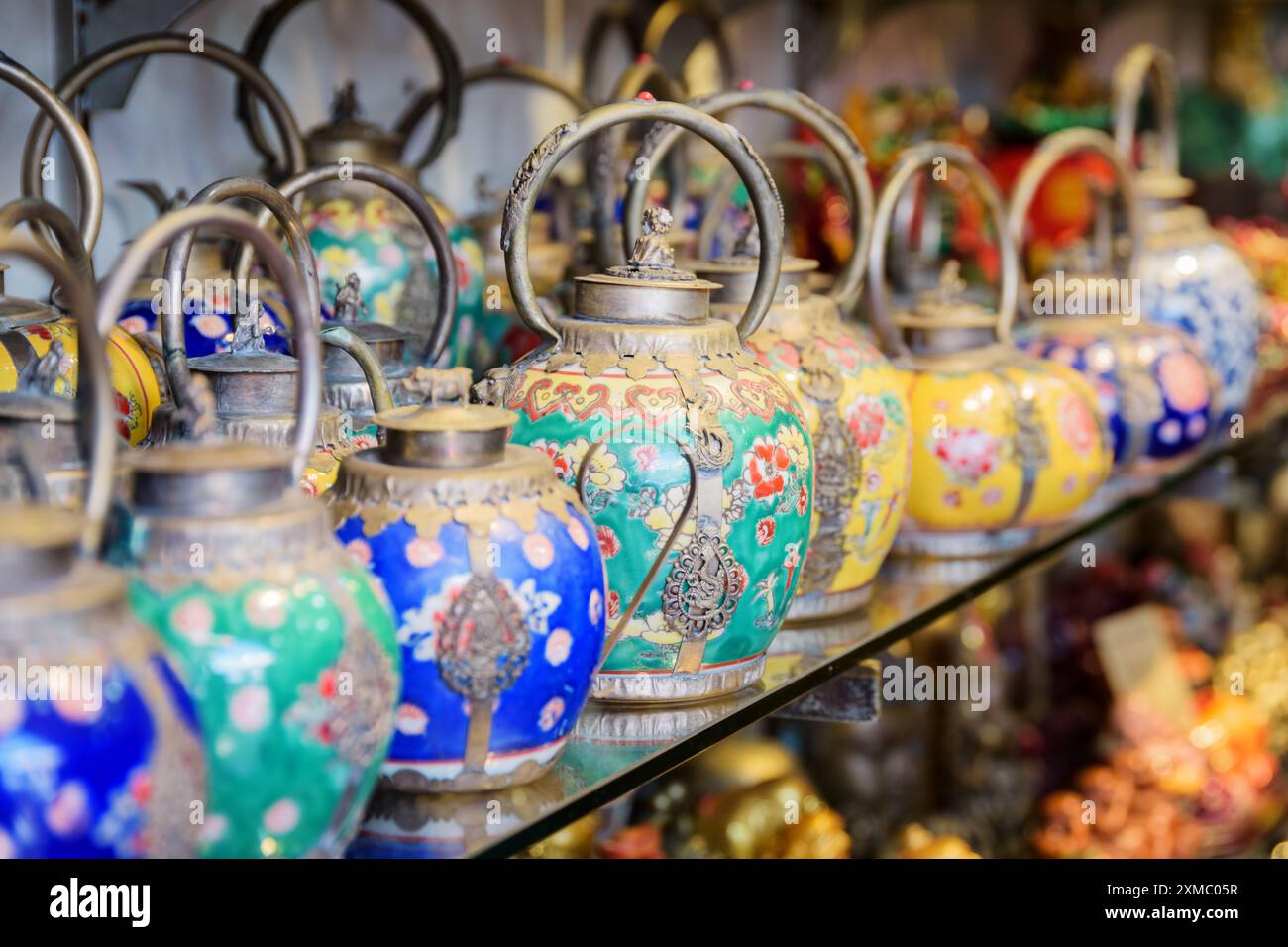Wide range of colorful traditional oriental teapots in gift shop Stock ... Wide range of colorful traditional oriental teapots in gift shop Stock ...