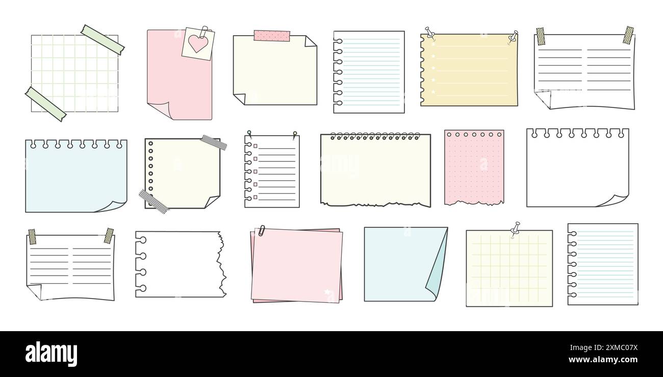 Memo sticky notes, sheet reminder, color office or school pages with ...