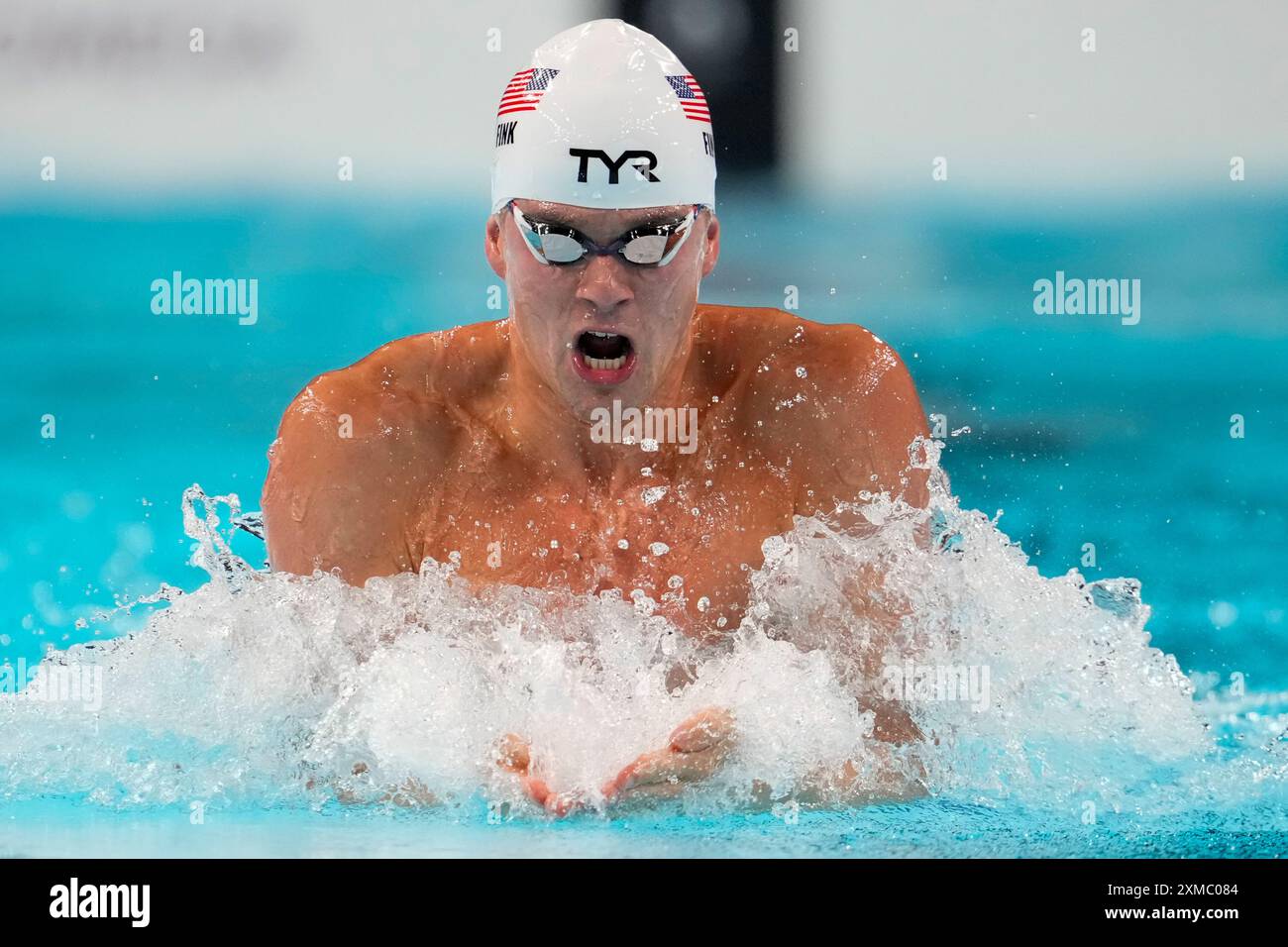 Nic Fink, of the the United States, competes during a heat in the men's ...