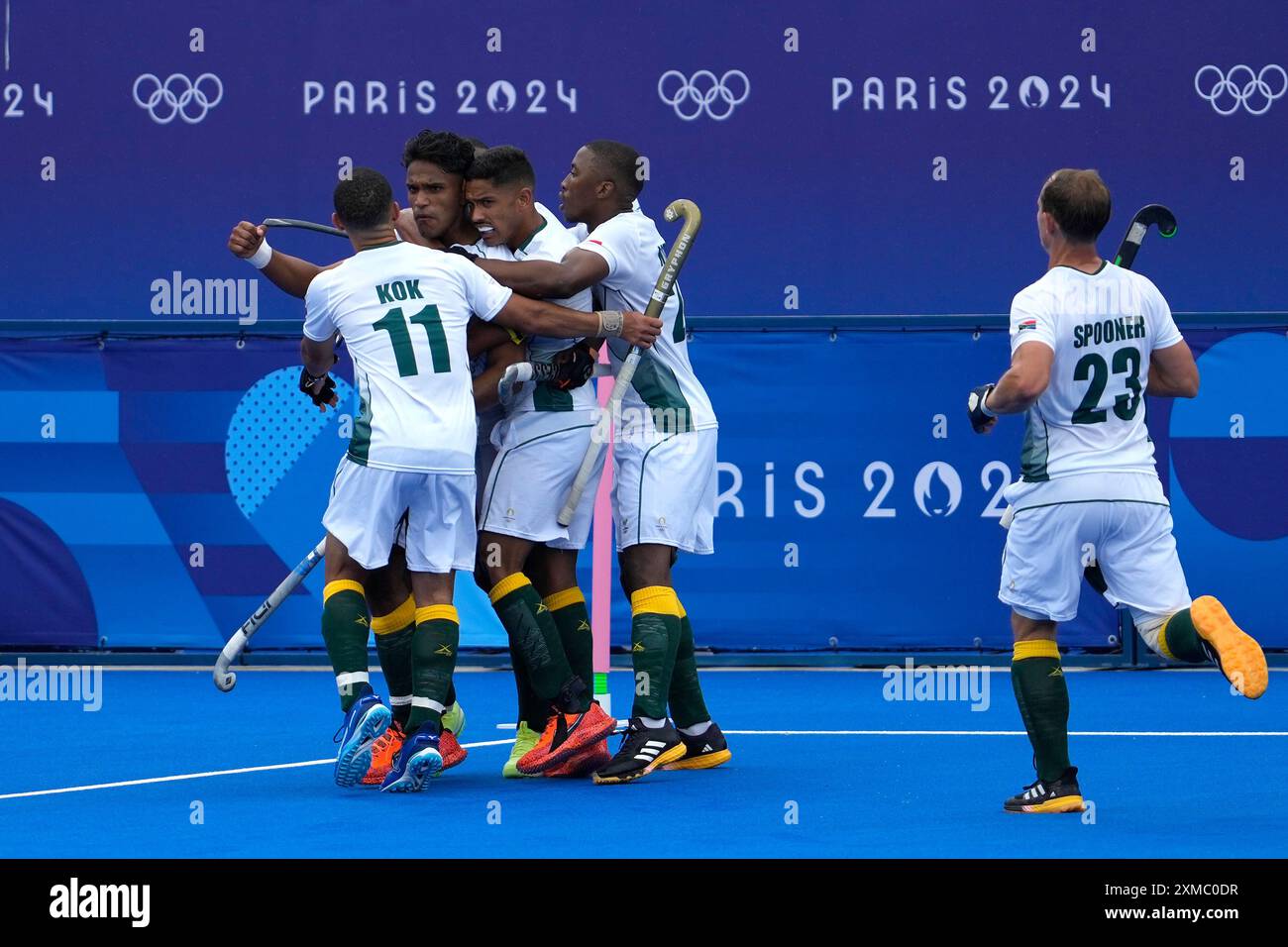 South Africa's Mustaphaa Cassiem celebrates with teammates after ...