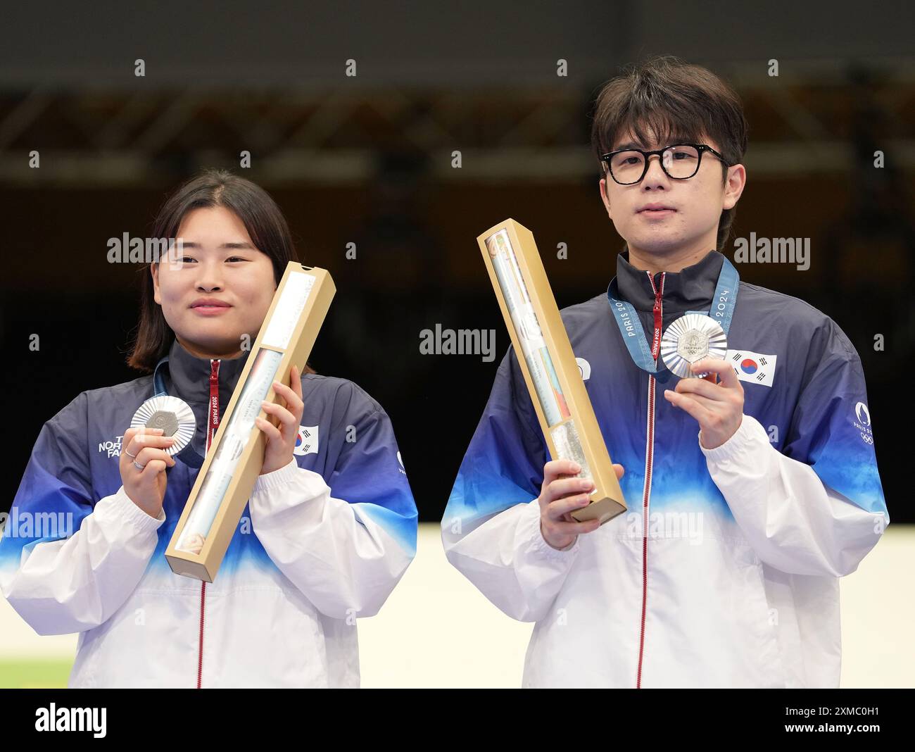 Chateauroux, France. 27th July, 2024. Silver medalists Keum Jihyeon (L ...