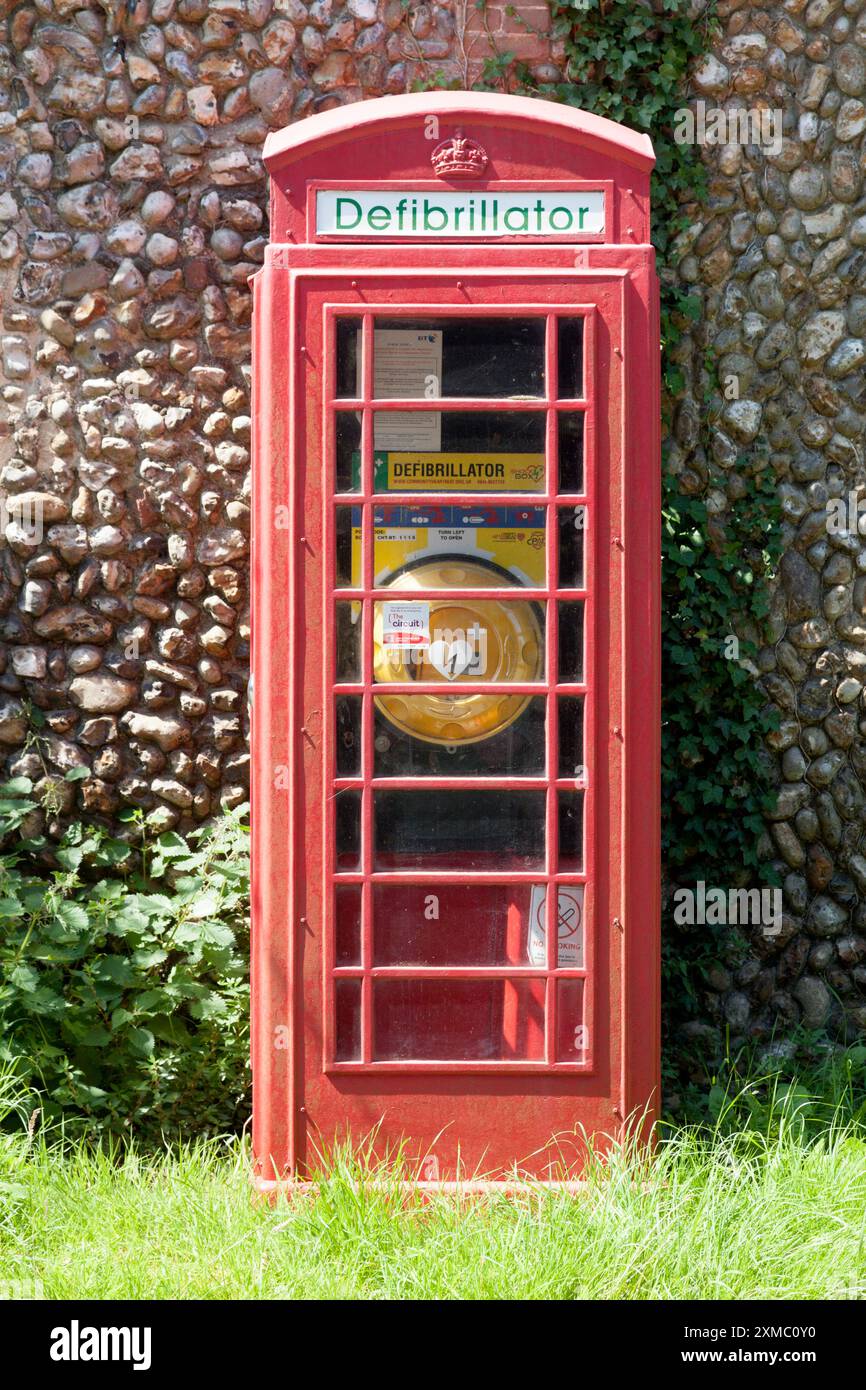 Defibrillator in a telephone box, Bale, Norfolk Stock Photo - Alamy