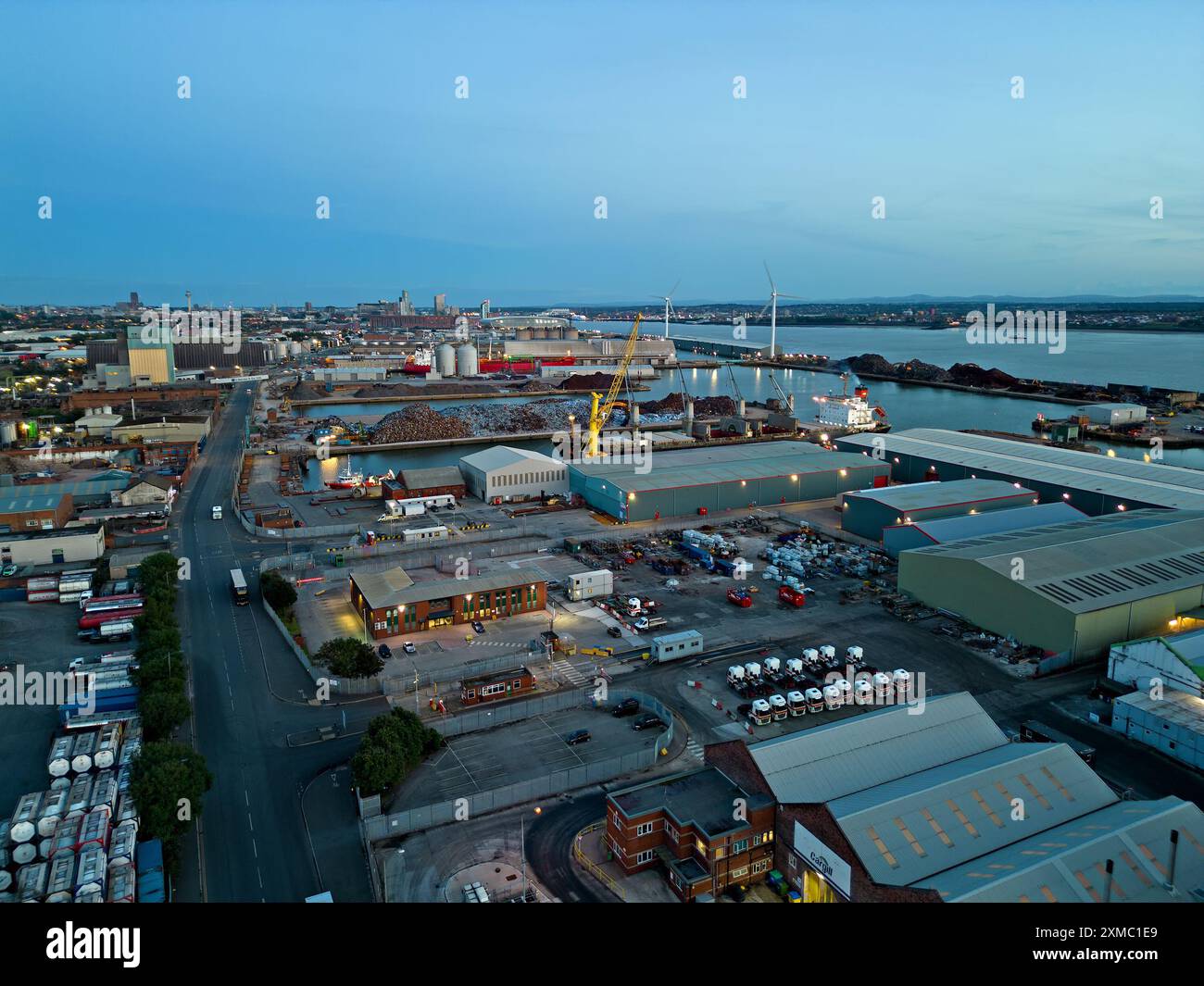 Aerial view of Liverpool Docks facing south from Brocklebank Dock Stock ...