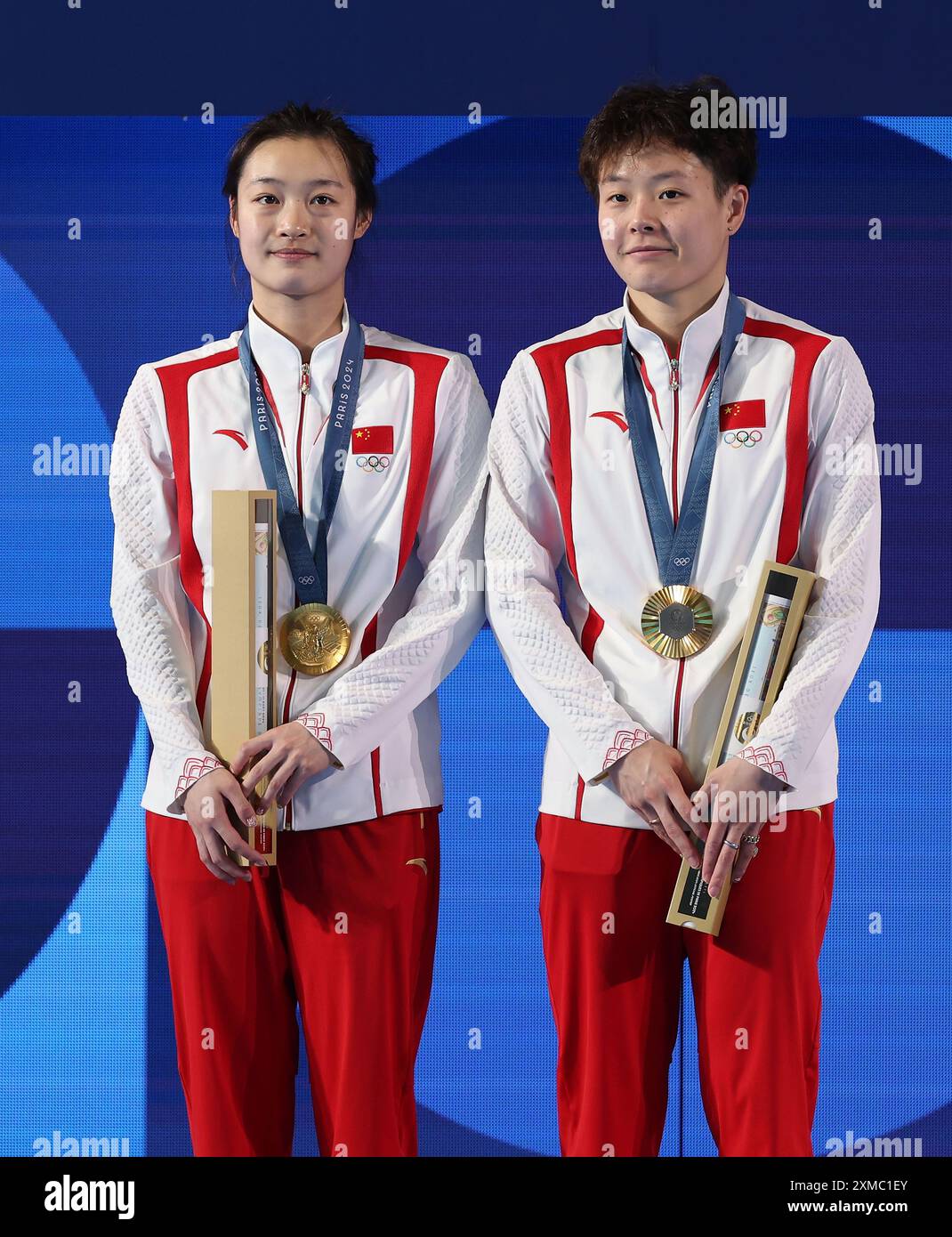 Saint Denis, France. 27th July, 2024. Gold medalists Chang Yani (L ...
