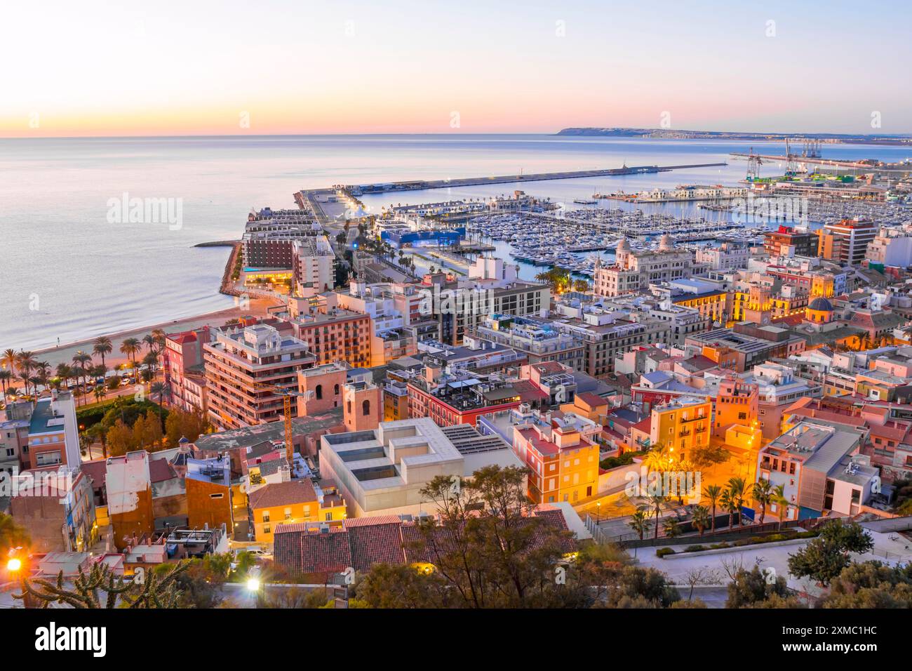 Alicante city centre aerial panoramic view. Alicante is a city in the ...