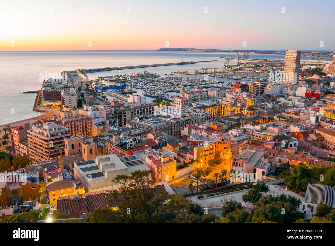 Alicante city centre aerial panoramic view. Alicante is a city in the ...