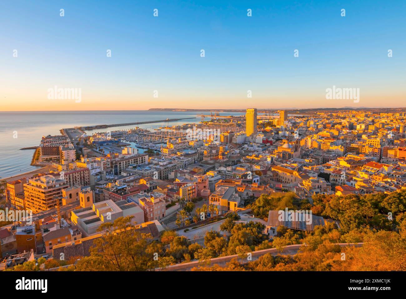 Alicante city centre aerial panoramic view. Alicante is a city in the ...